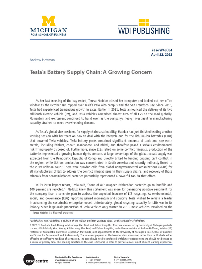 Tesla's Battery Supply Chain - A Growing Concern | PDF | Rechargeable ...