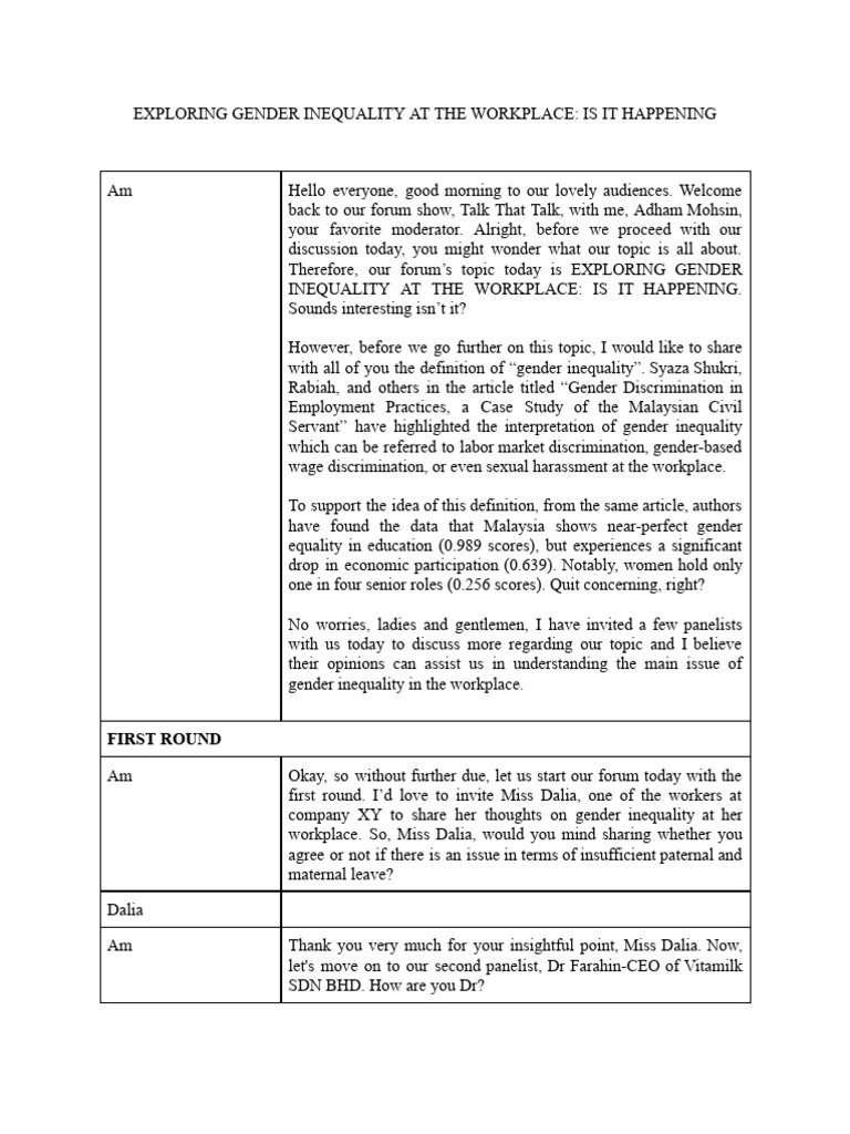 Exploring Gender Inequality at The Workplace - Is It Really Happening | Download Free PDF ...