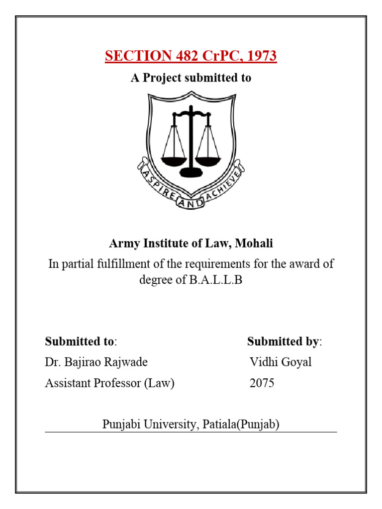 SECTION 482 CrPC-PROJECT | PDF | High Court Of Australia | Crimes