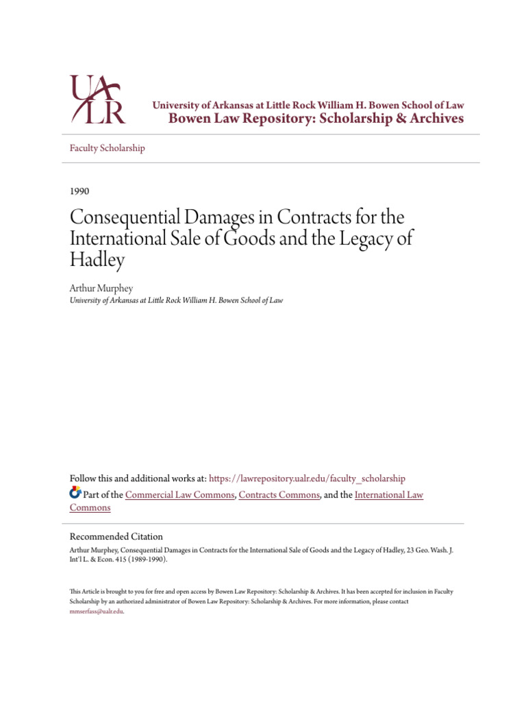 Consequential Damages in Contracts For The International Sale of | PDF ...