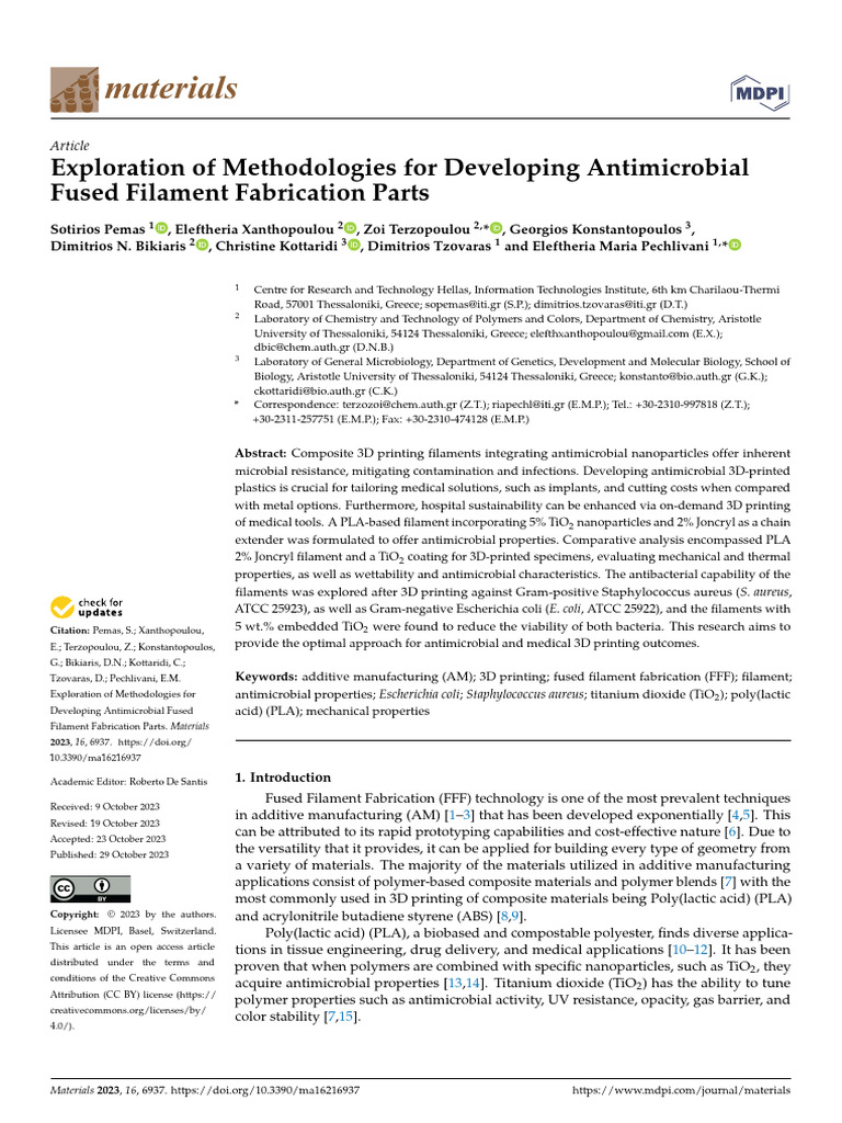 Exploration of Methodologies For Developing Antimi | PDF | Titanium Dioxide | 3 D Printing