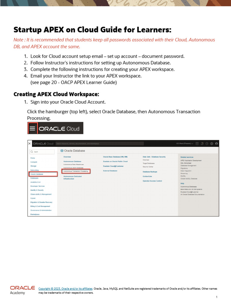 OACP Learner APEX Startup Guide | Download Free PDF | Oracle Corporation | My Sql