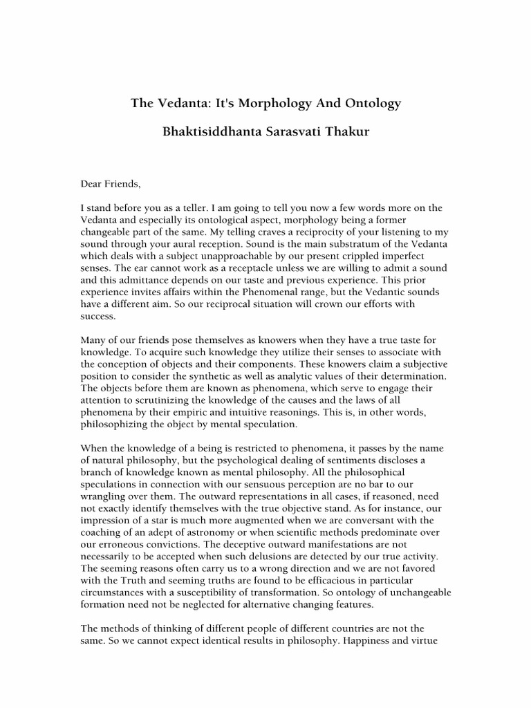 Vedanta's Morphology and Ontology Explained | PDF | Vedanta | Vedas