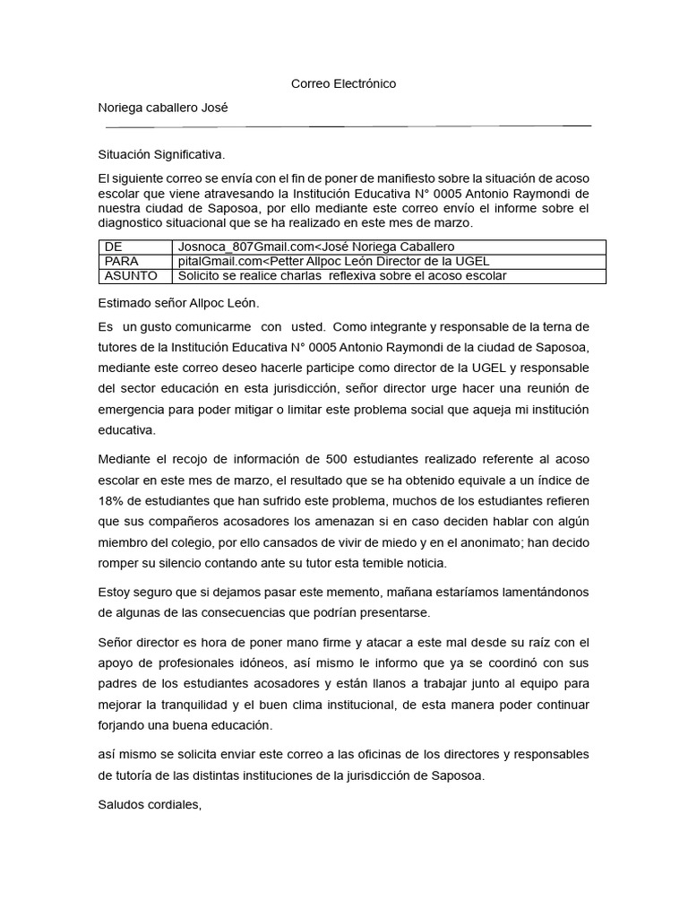 Semana 2 Esquema de Produccion El correo electrónico sobre acoso ... Semana 2 Esquema de Produccion El correo electrónico sobre acoso ...
