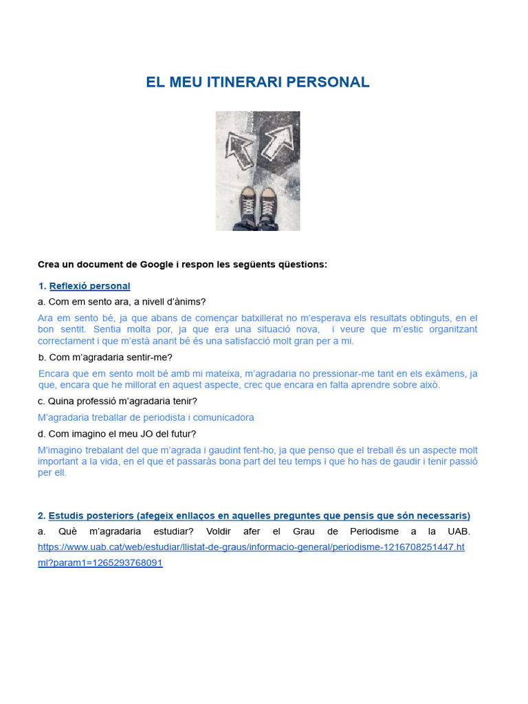 Sara Roldán Grande - EL MEU ITINERARI PERSONAL | PDF