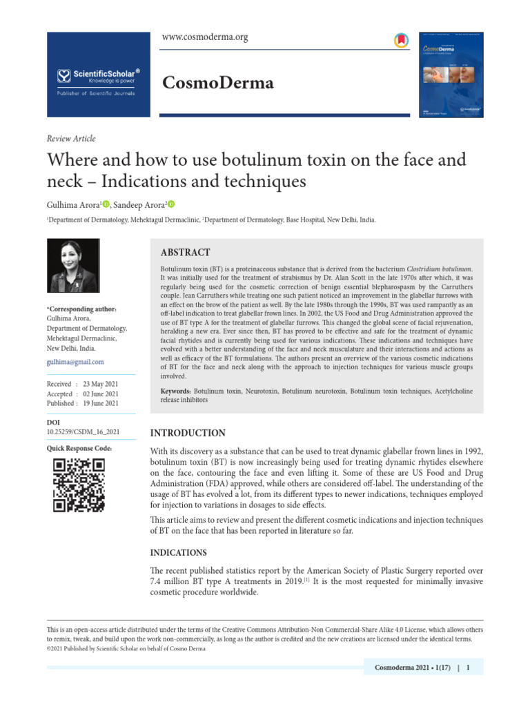 Where and How To Use Botulinum Toxin On The Face and Neck - Indications ...