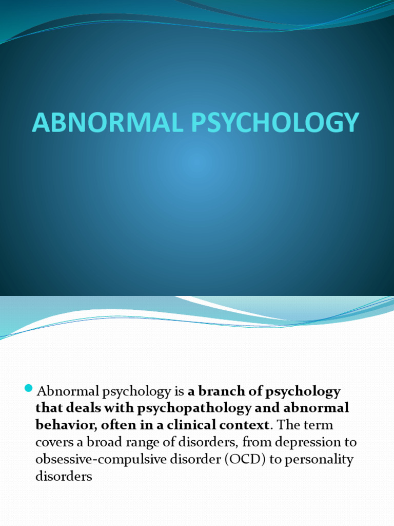 Abnormal Psychology | PDF | Mental Disorder | Psychopathology