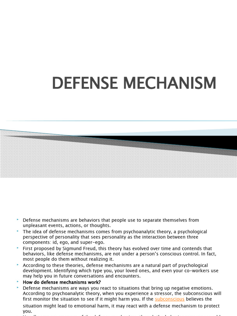 Defense Mechanism | PDF | Feeling | Stress (Biology)