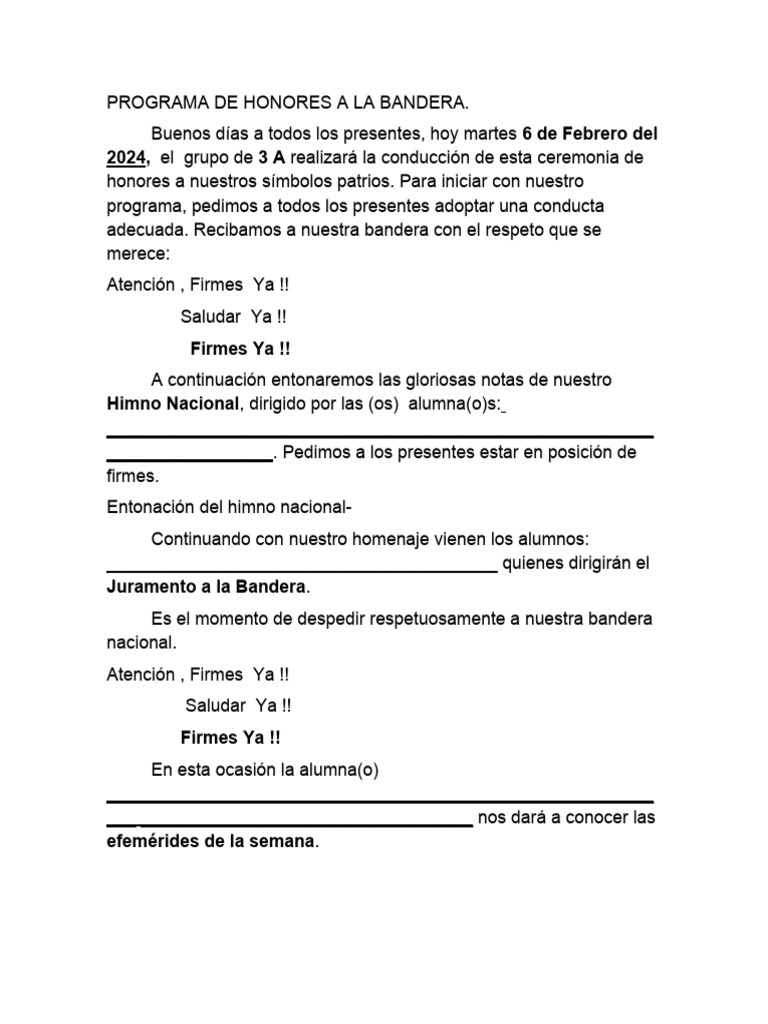 Programa de Honores A La Bandera | PDF