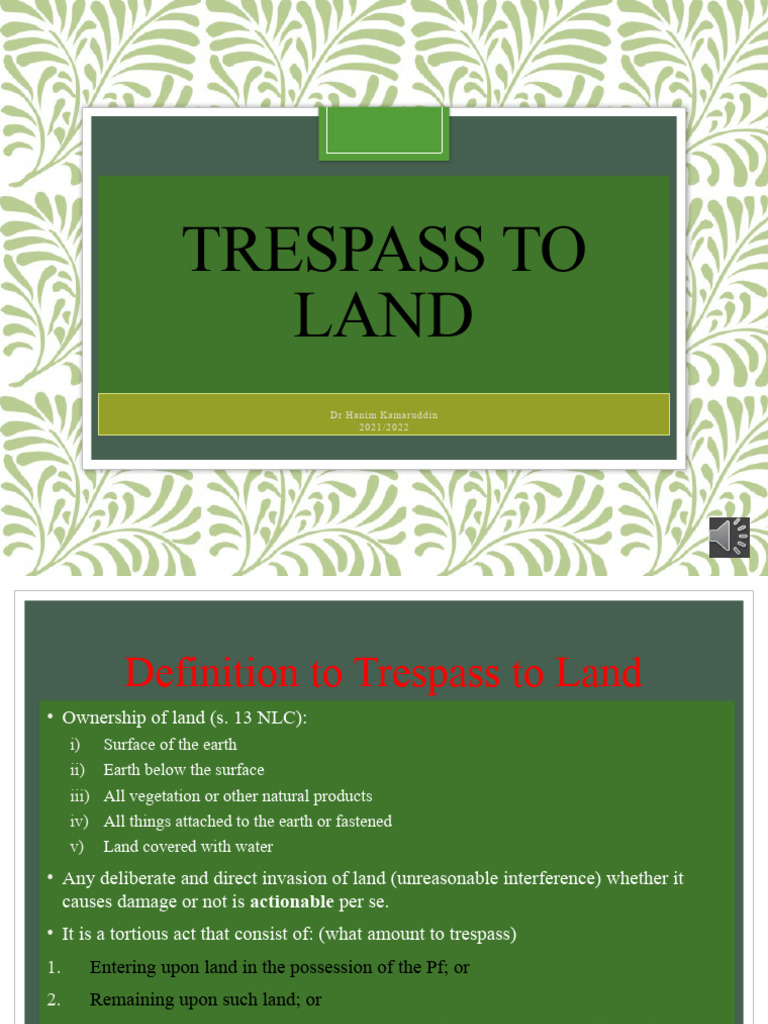 Trespass To Land With Narrative | PDF | Trespass | Easement
