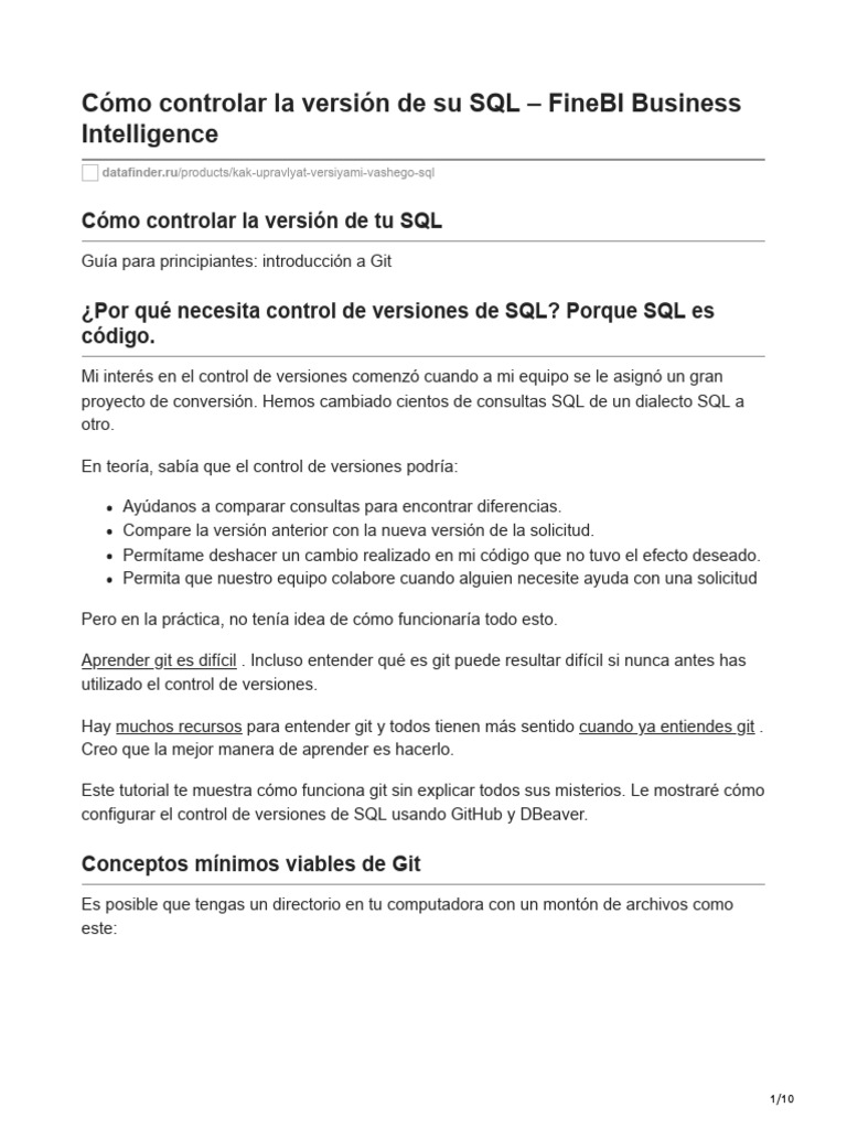 Cómo Controlar La Versión de Su SQL FineBI Business Intelligence | Descargar gratis PDF ...