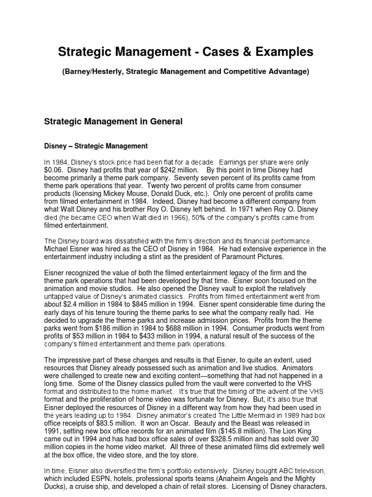 Strategic Management Cases and Examples | PDF | Mergers And ...