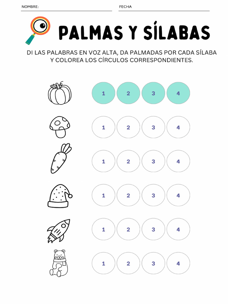 Fichas Silabas para - Contar | PDF