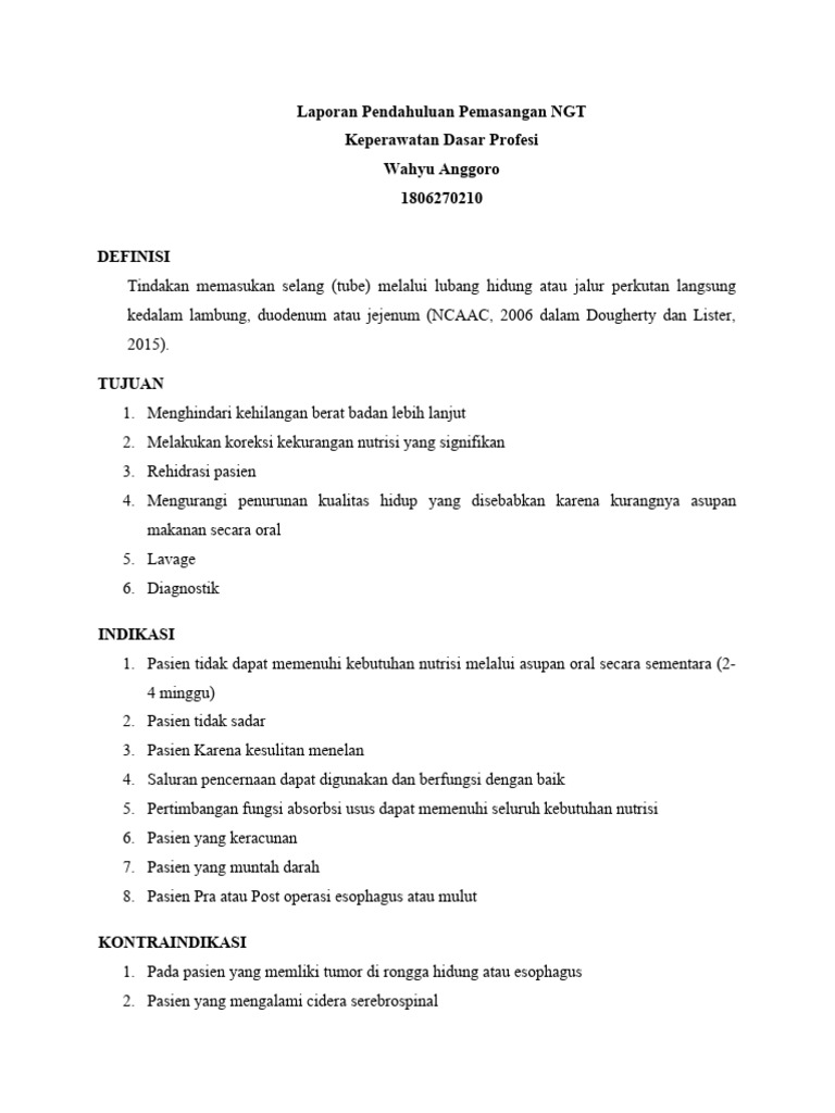 Wahyu Anggoro - LP Pemasangan NGT | PDF