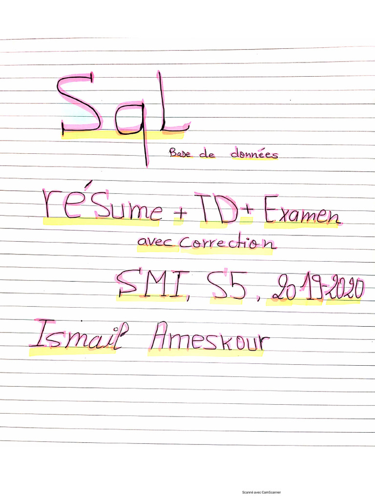 SQL Résume TD Corriges | PDF | SQL | Informatique