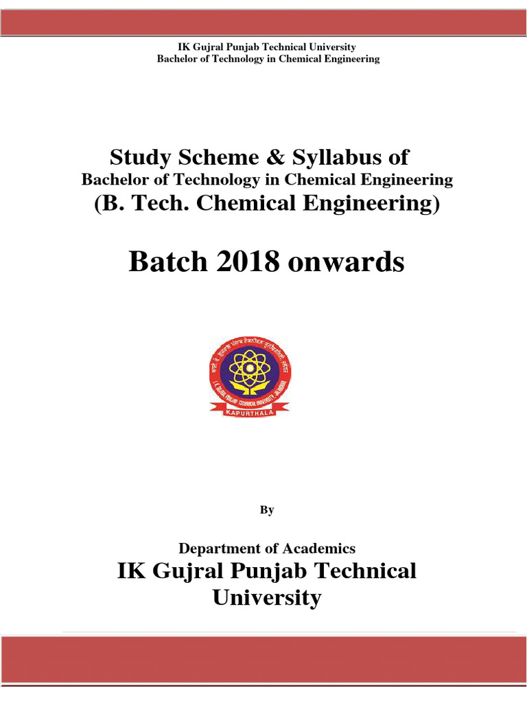 B.Tech Chemical Engineering Batch 2018 | PDF | Engineering | Science
