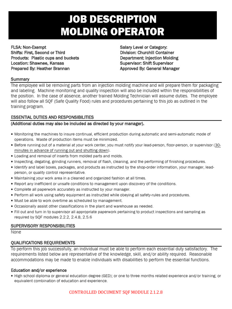 Molding Operator 2021 | PDF | General Educational Development