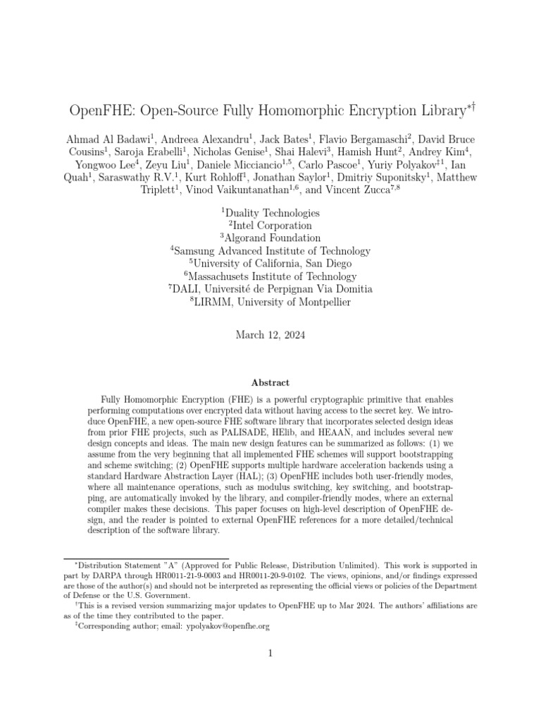 Openfhe: Open-Source Fully Homomorphic Encryption Library | PDF | Espionage Techniques ...