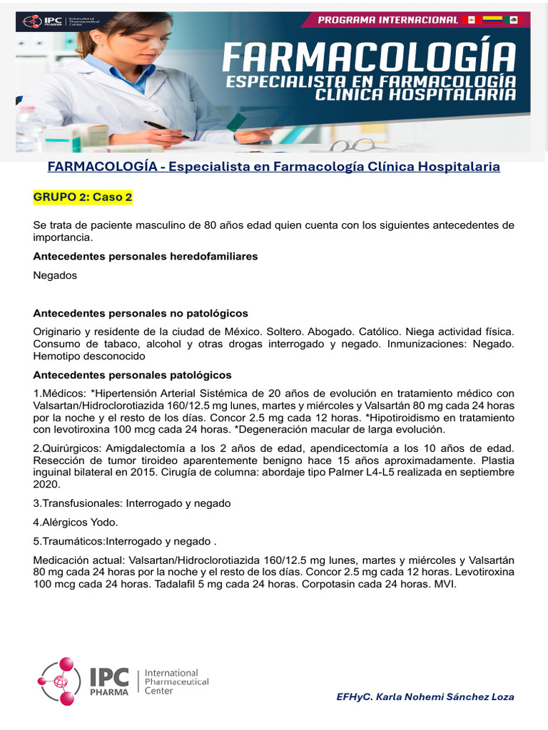 Caso Clínico Grupo 2 - Ipc Pharma | PDF | Neumonía | Medicina