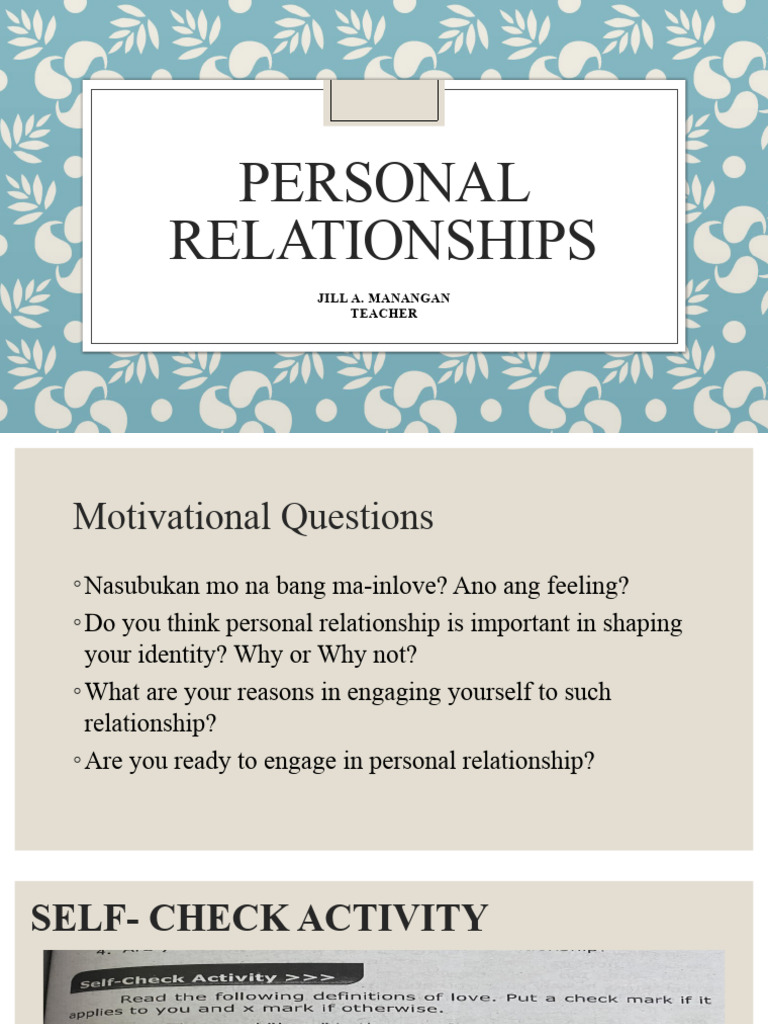 Personal Relationships WITH QUIZ 2 | PDF | Love | Emotions