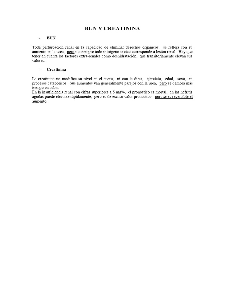 Bun y Creatinina | PDF | Salud y bienestar