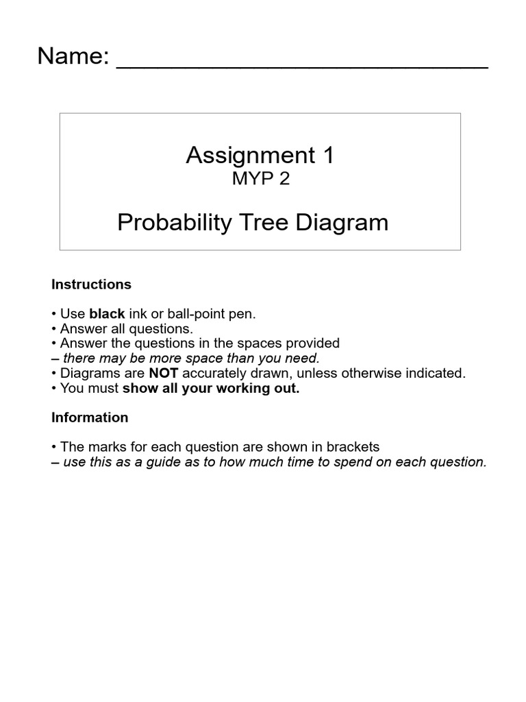 Assignment 1 - Probability Tree Diagram | PDF | Sports