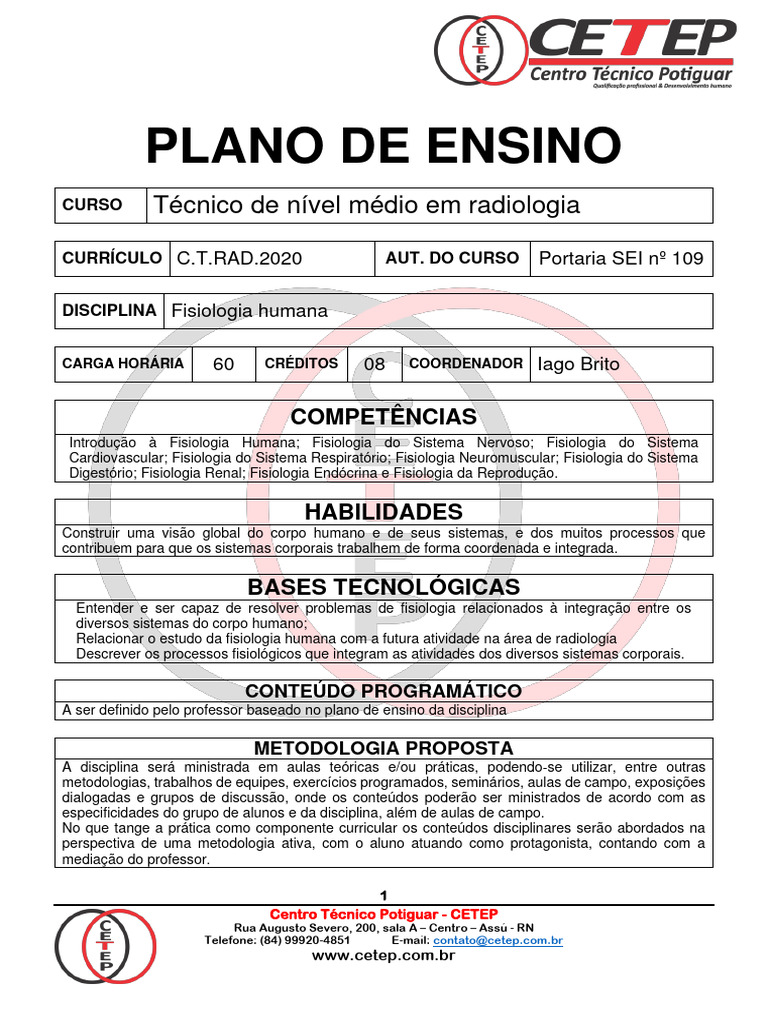 RAD.1.FIS - Fisiologia Humana | PDF | Aprendizado