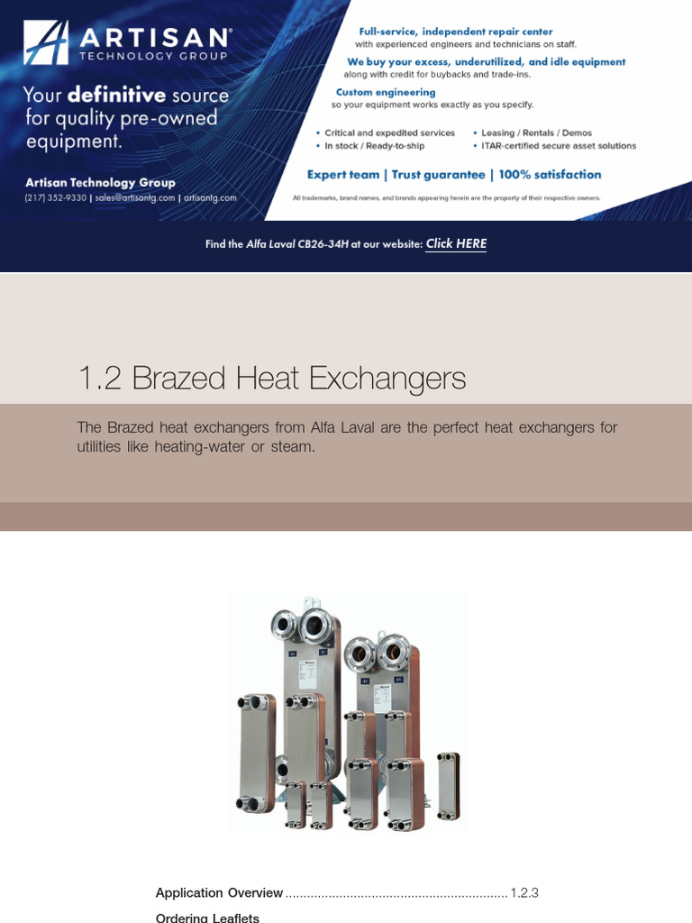 Alpha Laval Heat Exchangers Datasheet | PDF | Pipe (Fluid Conveyance ...