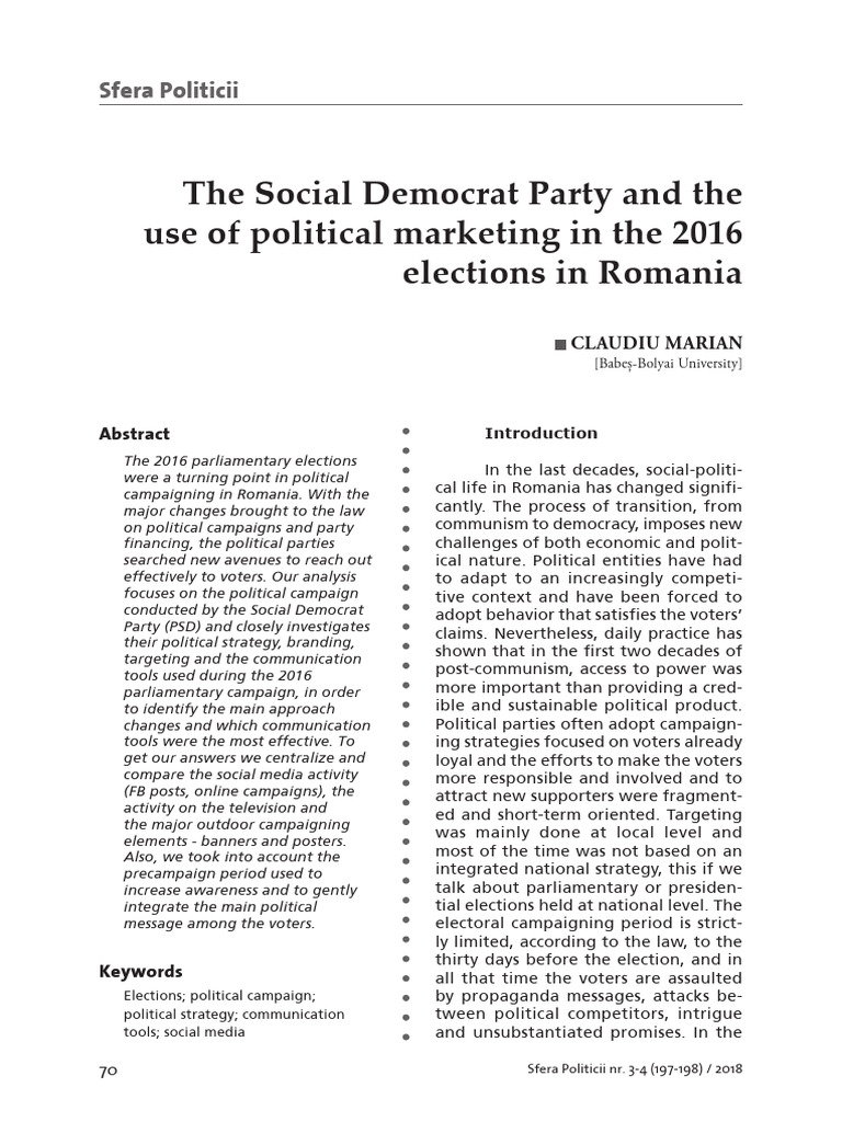 The Social Democrat Party and The Use of Political Marketing in The ...