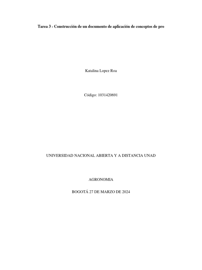 Tarea 3 - Construcción de Un Documento de Aplicación de Conceptos de Pro | PDF