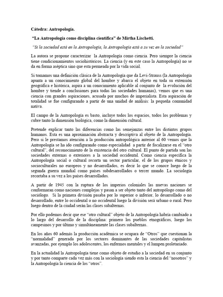 Ficha de Lischetti | PDF | Antropología | Sociedad
