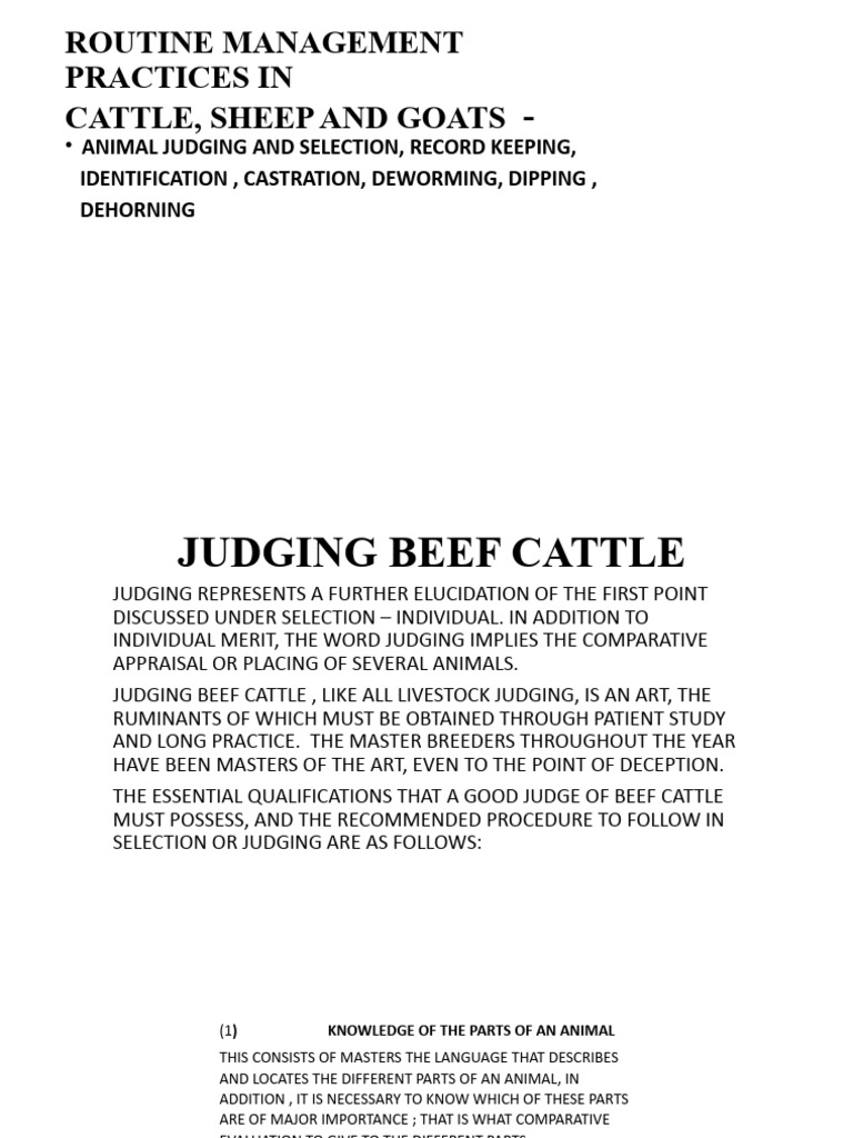 Management Practices for Cattle, Sheep, Goats | PDF | Dairy Cattle | Cattle