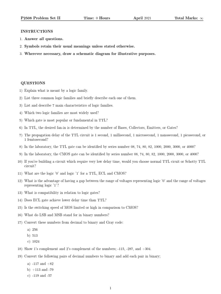 P2508 Problem Set II | PDF | Logic Gate | Mathematics