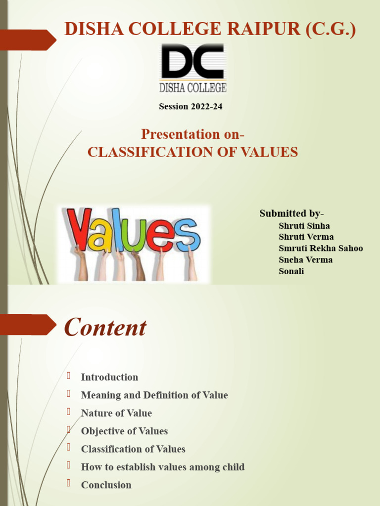 Classification of Values1 | PDF | Morality | Society