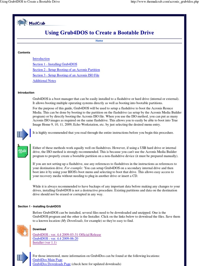 Grub4DOS Setup for Acronis Boot Media | PDF | Booting | Usb Flash Drive