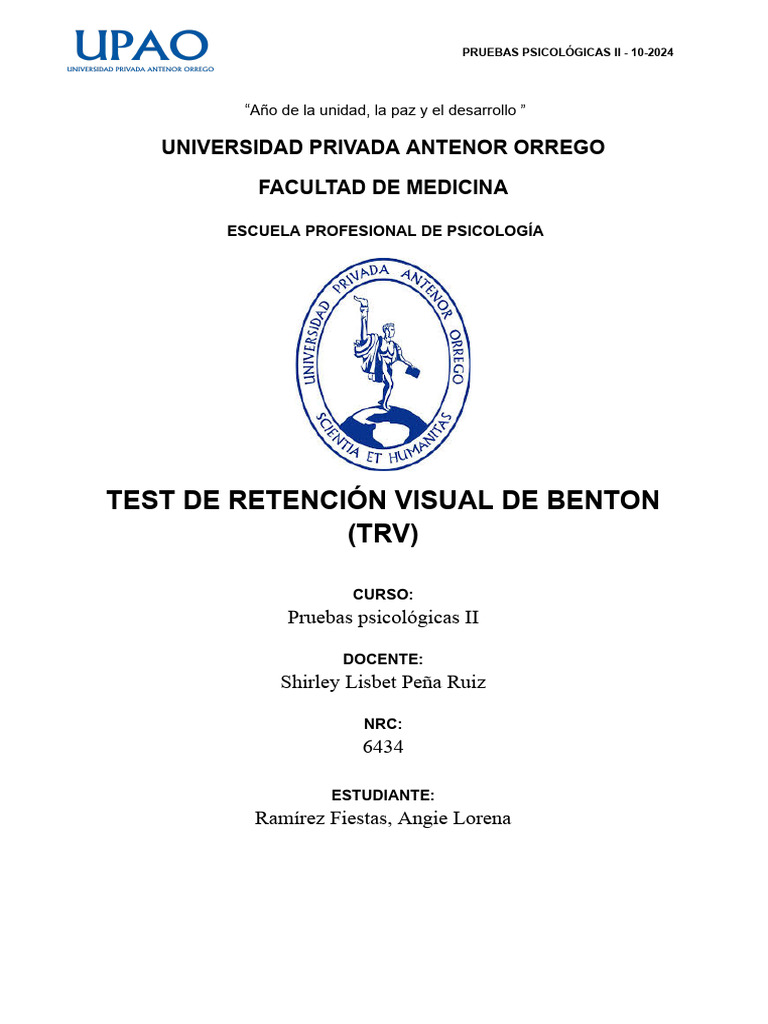 Test de Benton Semana 1 | PDF | Cociente de inteligencia | Memoria
