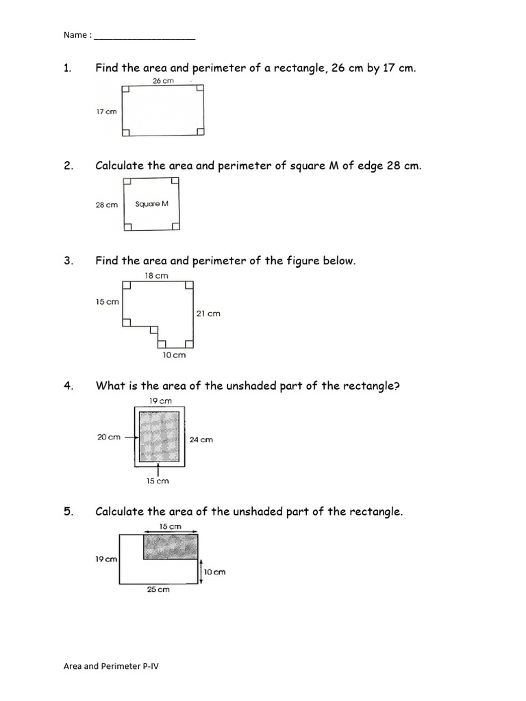 Area and Perimeter Rectangle Grade 4 | PDF