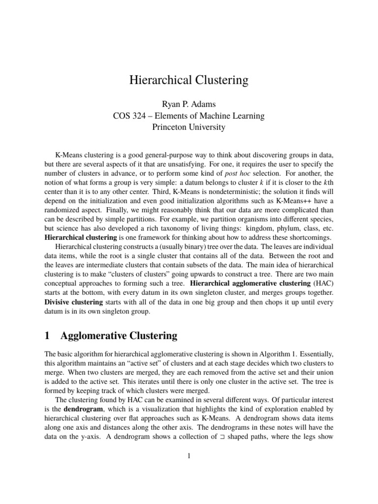 Hierarchical Clustering Pdf Cluster Analysis Statistical Classification 