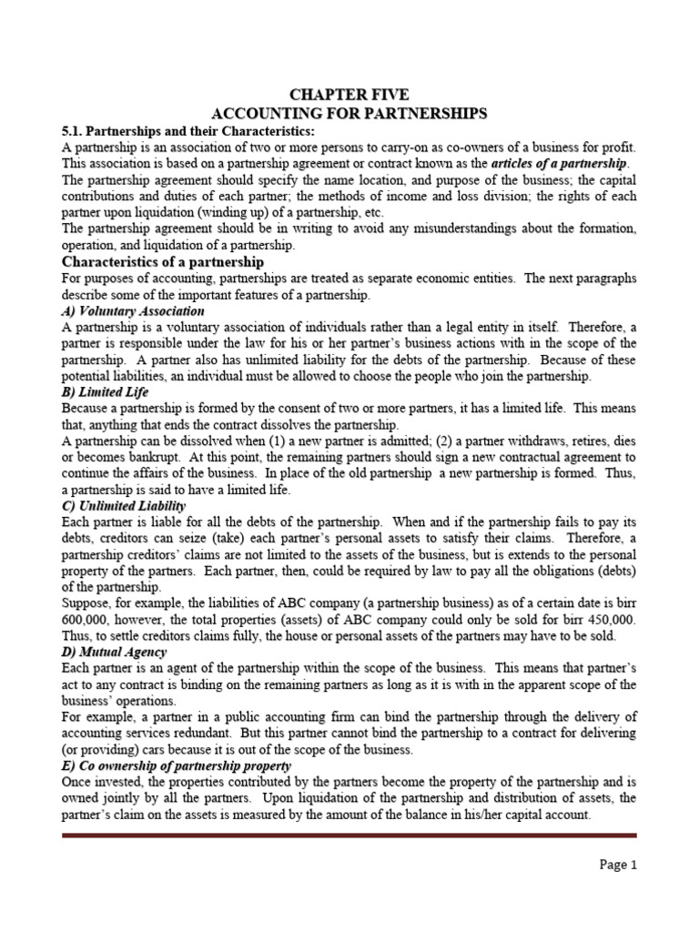 Chapter 5 Part Pdf Partnership Liquidation