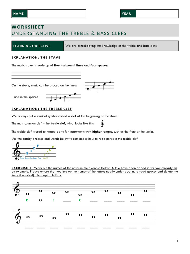 Understanding Treble and Bass Clefs | PDF | Clef | Pitch (Music)