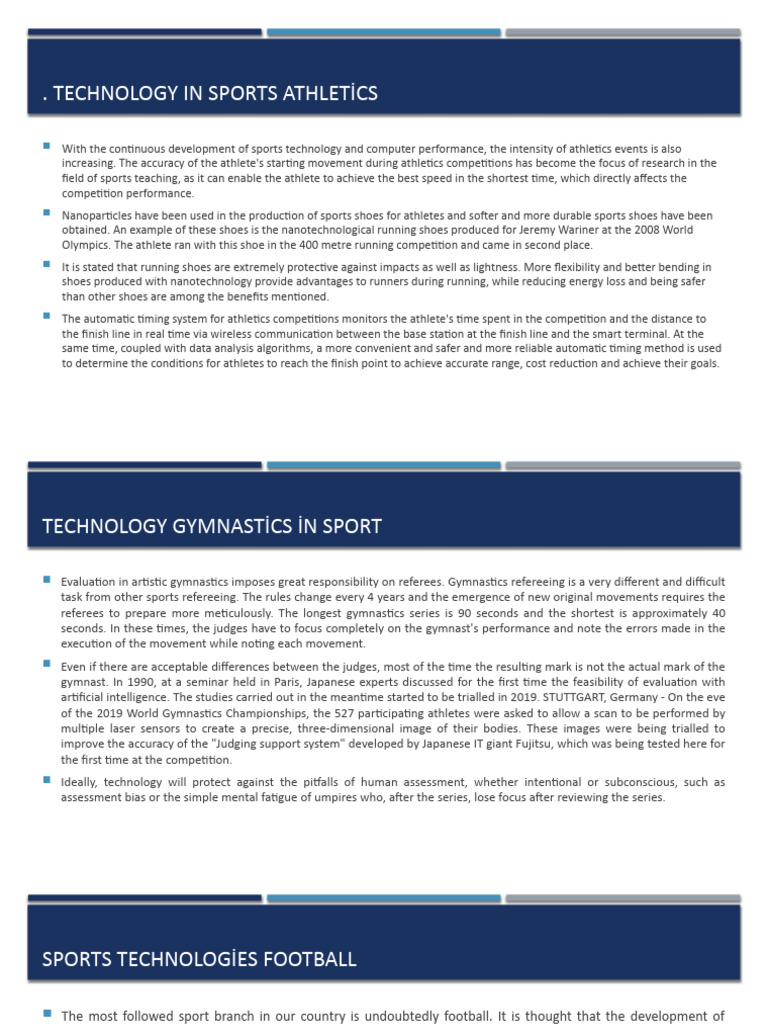 Technology in Sports Athletics | PDF | Swimming