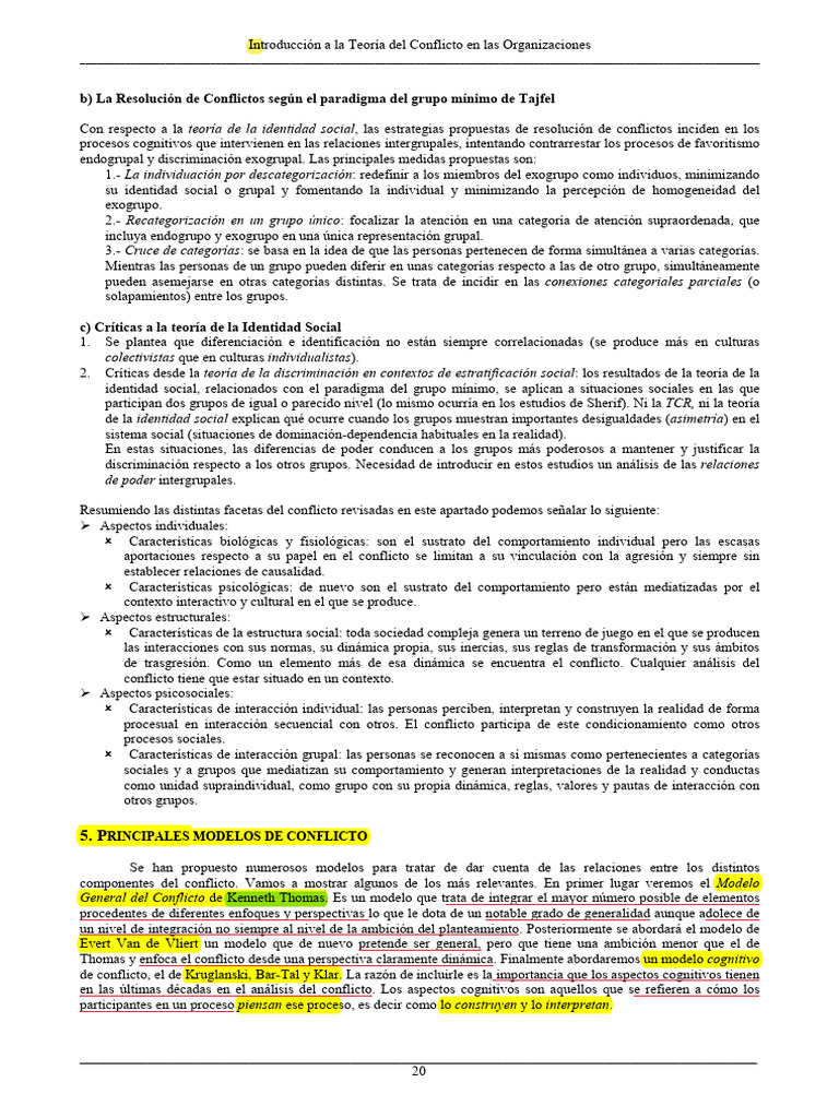 T1.4 Modelos Explicativos Del Conflicto | PDF | Las emociones | Conflicto (proceso)