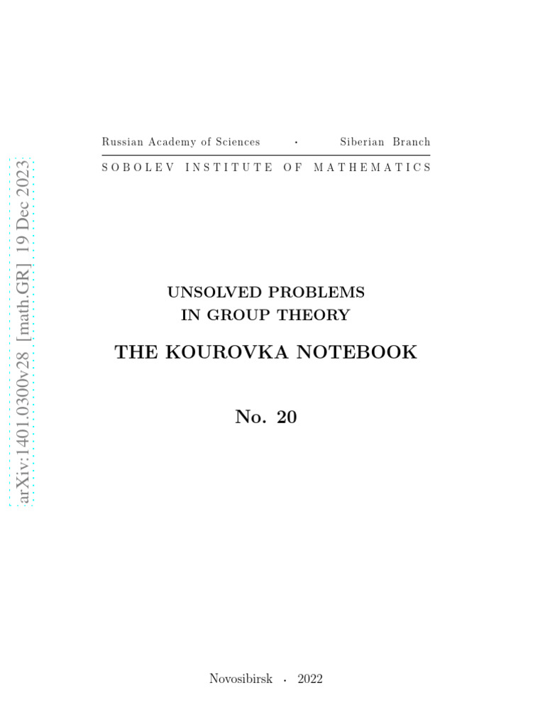 Kourovka Notebook | PDF | Group (Mathematics) | Mathematical Structures