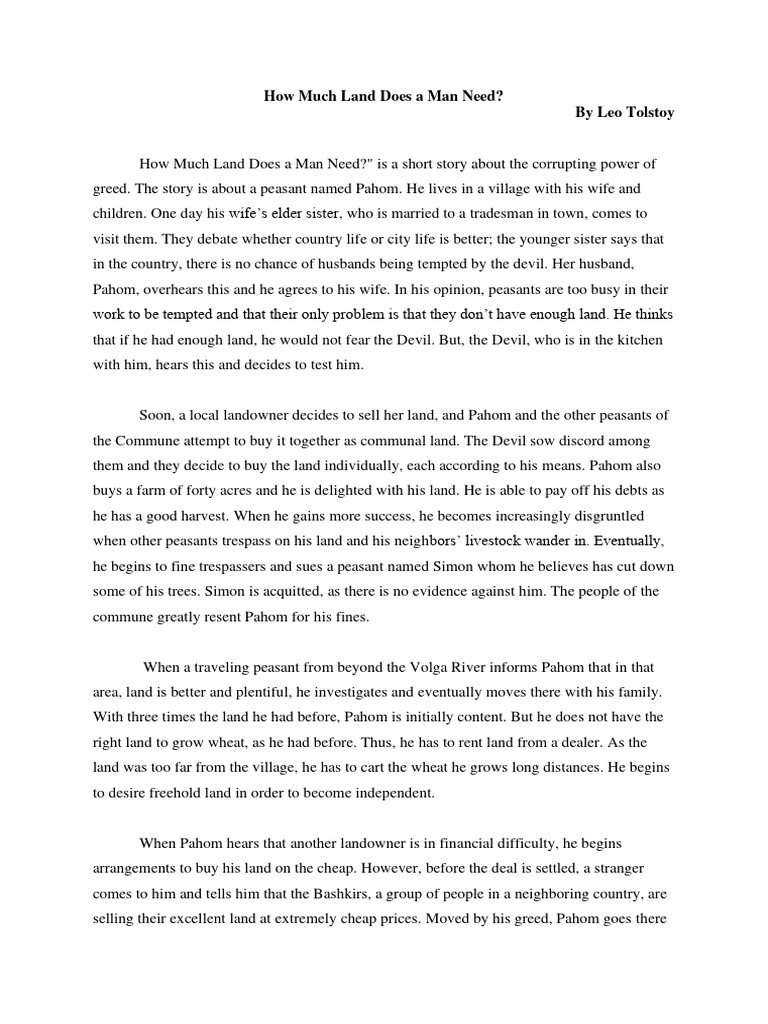 How Much Land Does a Man Need -notes | PDF