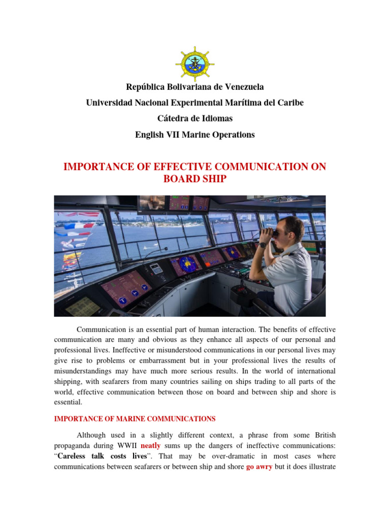 1 Importance Of Effective Communication Onboard Ships Pdf