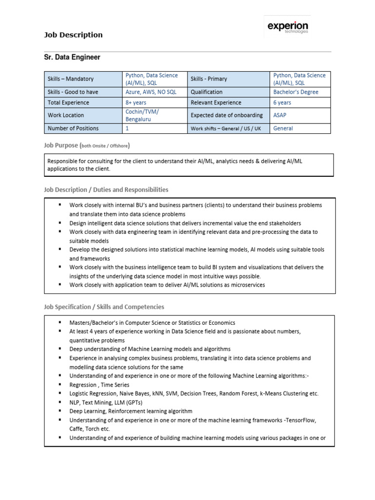 AI Architect_JD-1 | PDF | Machine Learning | Artificial Intelligence