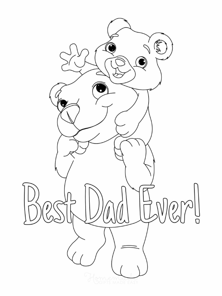 Fathers Day Coloring Pages Papa Baby Bear | PDF