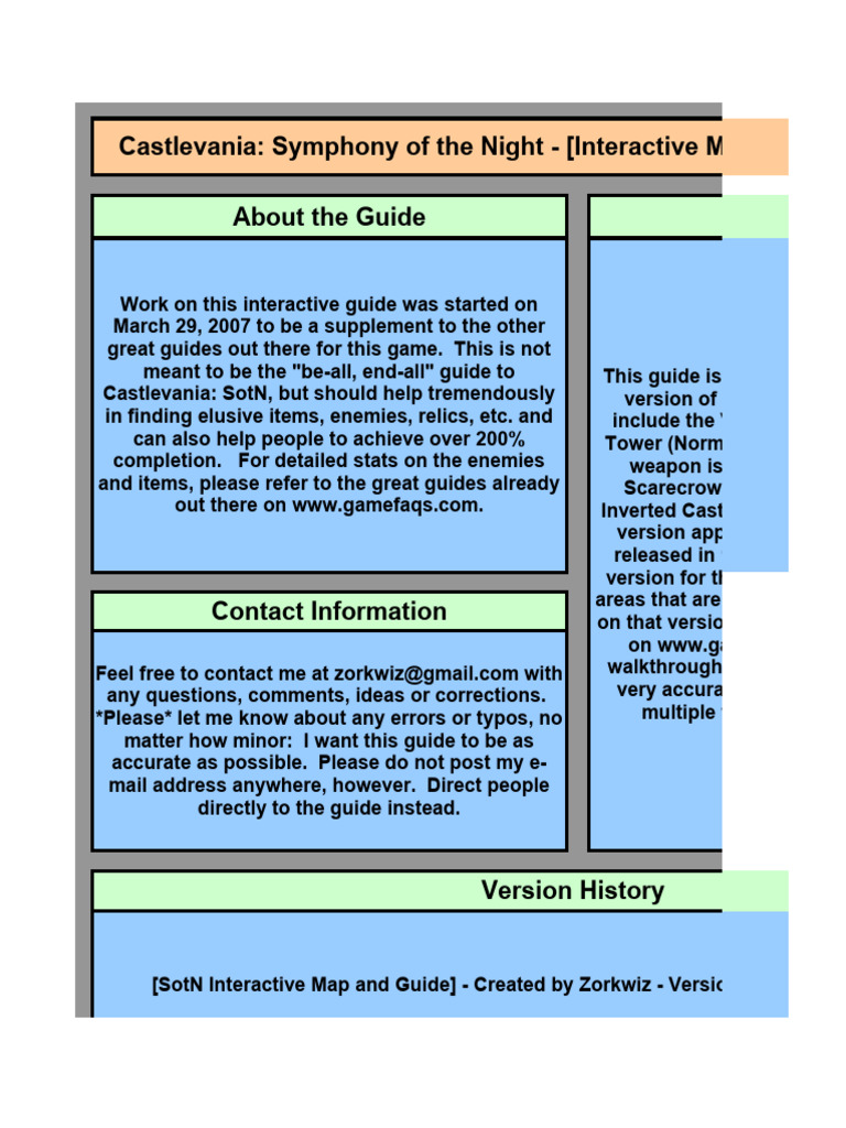 SotN Interactive Map and Guide | PDF | Sword | Microsoft Excel