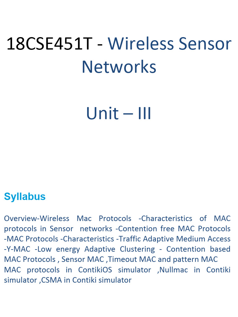 WSN Unit-3 | PDF | Channel Access Method | Wireless Sensor Network
