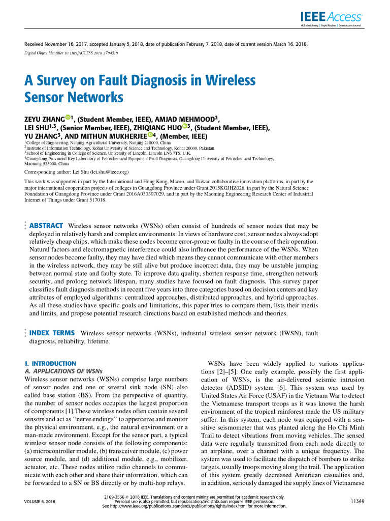 A Survey On Fault Diagnosis in Wireless Sensor Networks | PDF | Wireless Sensor Network ...